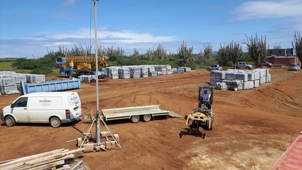 Construction of the pavement at the prison on Bonaire